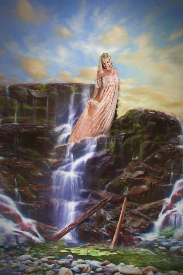 Mountain woman stock photo. Image of female, water, alluring - 138047836