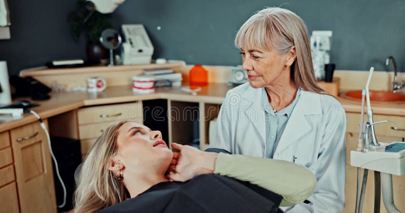 Woman Mouth And Conversation In Appointment With Dentist For Explain