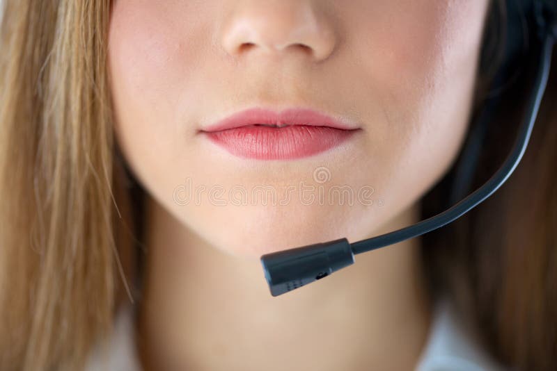 Woman Mouth Speaking in Headset Stock Photo - Image of speaking ...