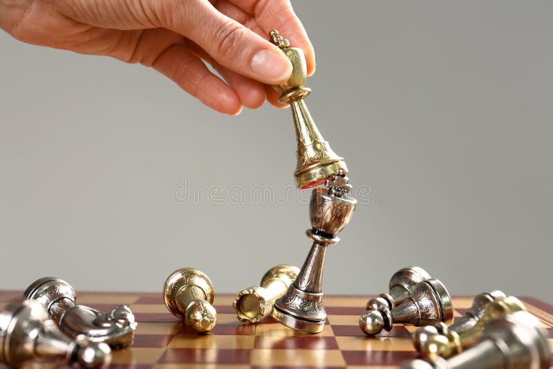 Woman Moving Chess Piece on Board, Closeup Stock Photo - Image of life ...