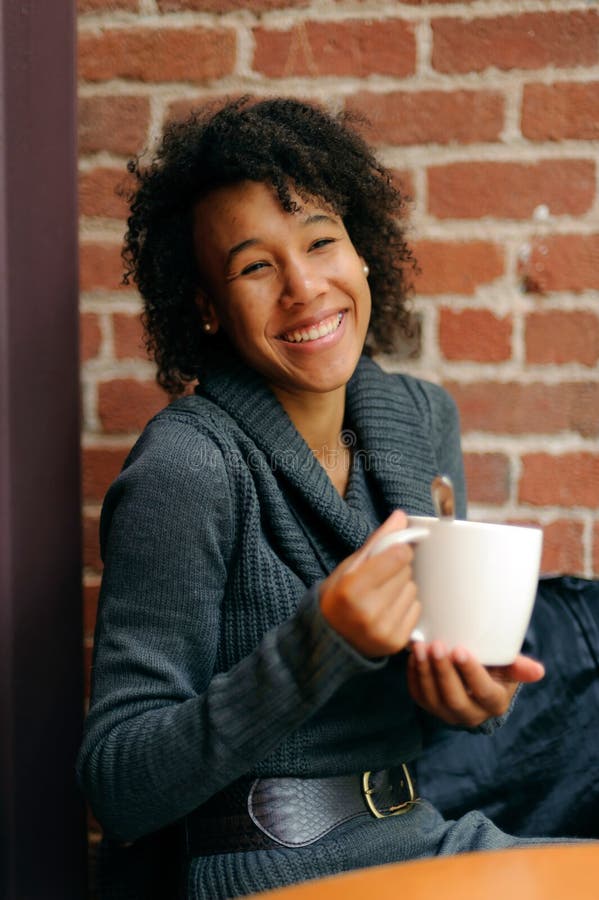 Woman with mug of coffee stock image. Image of latte - 22221845