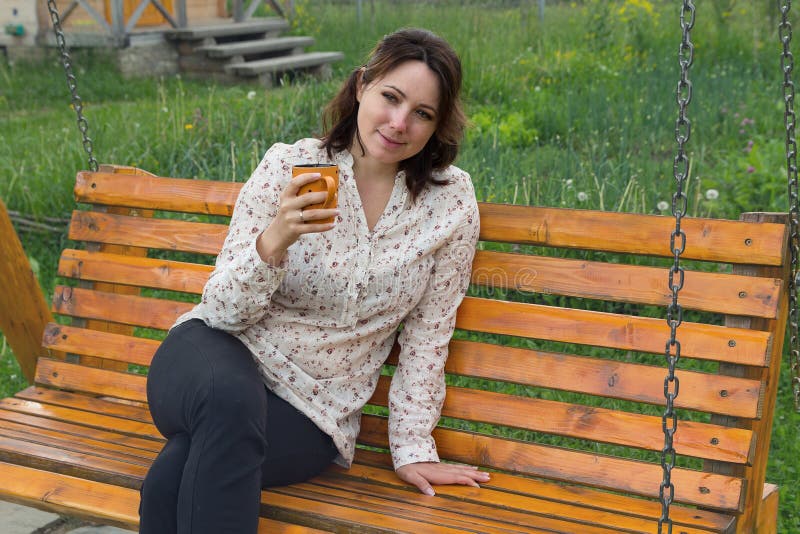 Woman with Mug during the Rest Stock Photo - Image of coffee, enjoyment ...