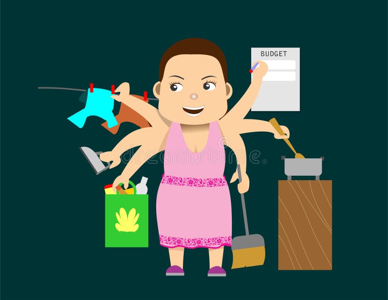 Woman multi tasking stock illustration. Illustration of patience - 53998453