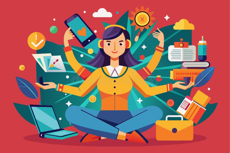 A Woman with Multiple Arms Skillfully Balances Technology and Nature ...