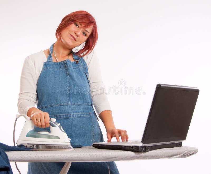 Woman Multitasking stock photo. Image of woman, house - 24728674