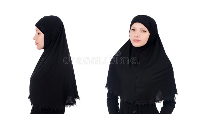The Woman with Muslim Burqa Isolated on White Stock Photo - Image of ...