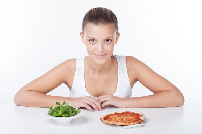 Woman must choose stock image. Image of salade, lifestyles - 35226497