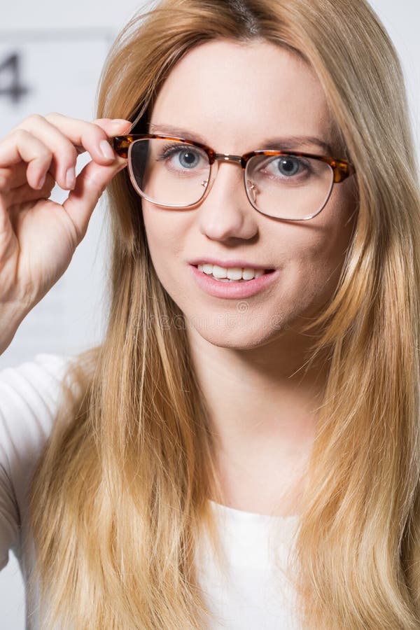 Woman with Myopia Wearing Spectacles Stock Photo - Image of beautiful ...