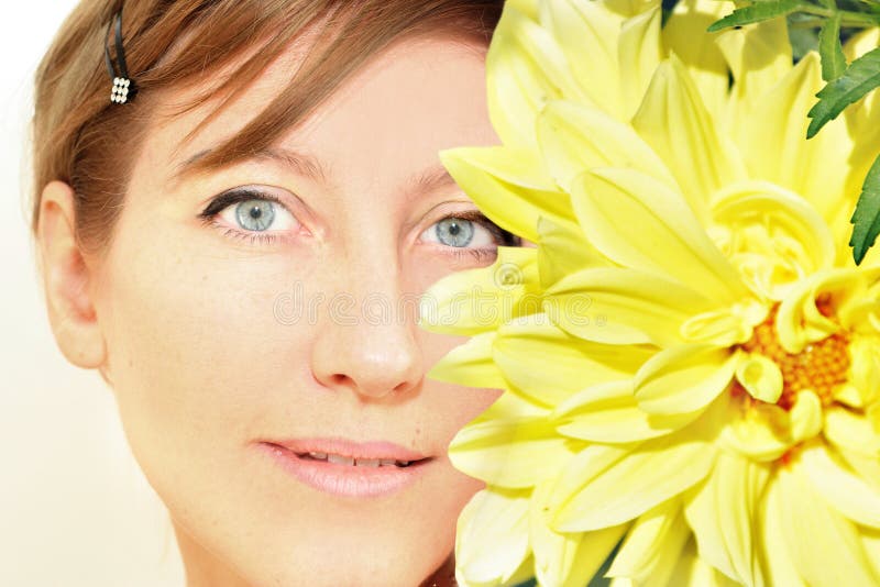 Woman Natural Face with Yellow Stock Image - Image of female, lips: 1850687
