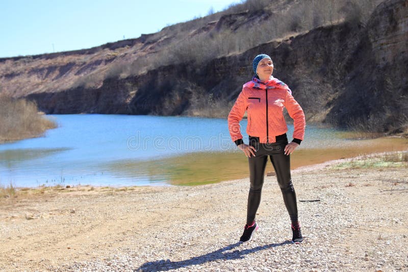 Woman in nature stock photo. Image of active, fitness - 180447440