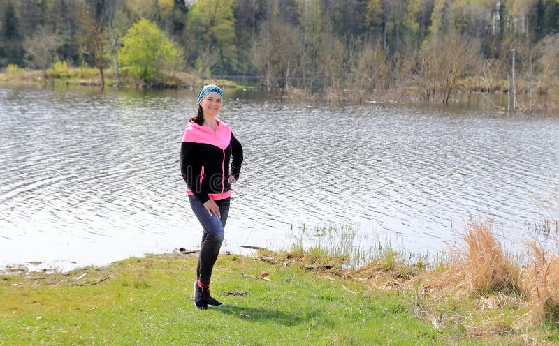 Woman in nature stock photo. Image of river, outdoor - 182449908