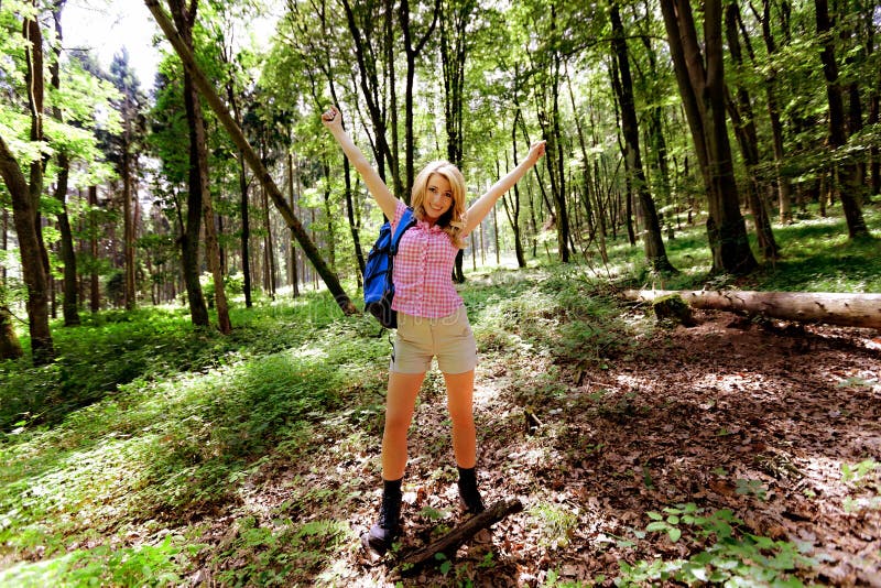 Woman in Nature while Hiking Stock Image - Image of landscapes, hiking ...
