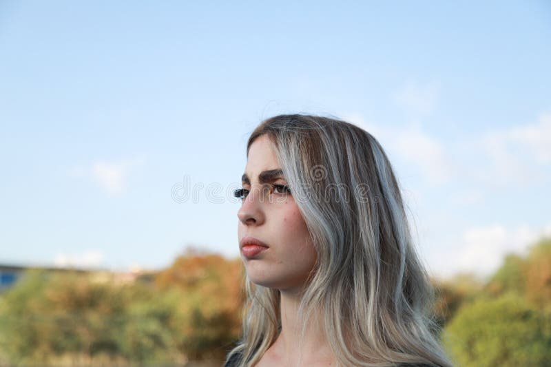Woman in the Nature Standing Still and Looking Stock Photo - Image of ...
