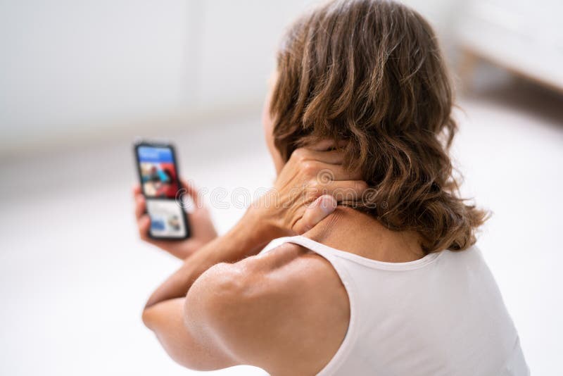 Woman with Neck Pain Sitting Stock Image - Image of woman, back: 251088783