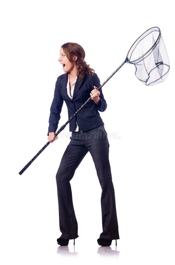 Girl Holding Butterfly Net stock image. Image of mesh - 24790365