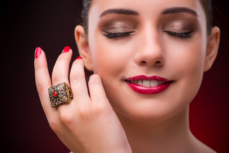 The Woman with Nice Ring in Beauty Concept Stock Photo - Image of ...