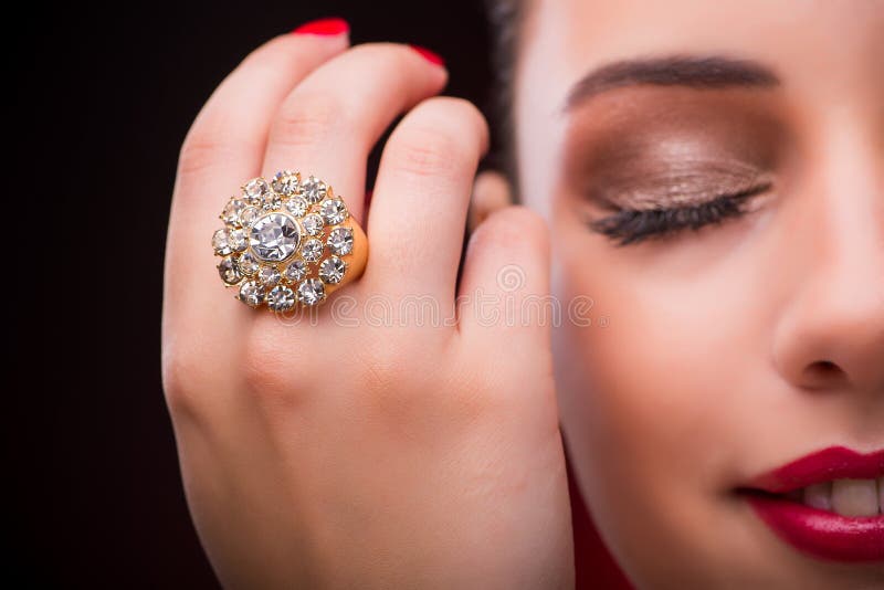 The Woman with Nice Ring in Beauty Concept Stock Image - Image of ...