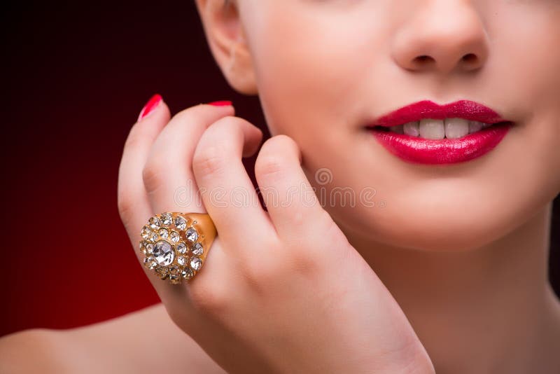 The Woman with Nice Ring in Beauty Concept Stock Image - Image of ...
