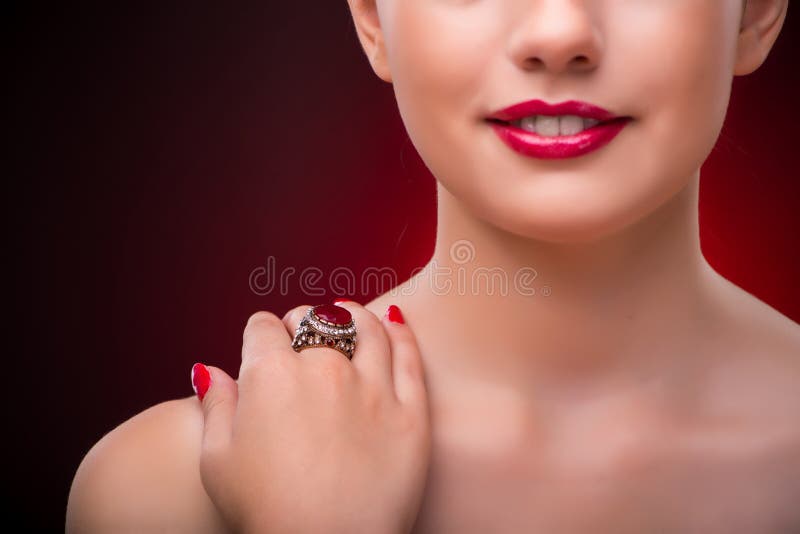 The Woman with Nice Ring in Beauty Concept Stock Image - Image of ...