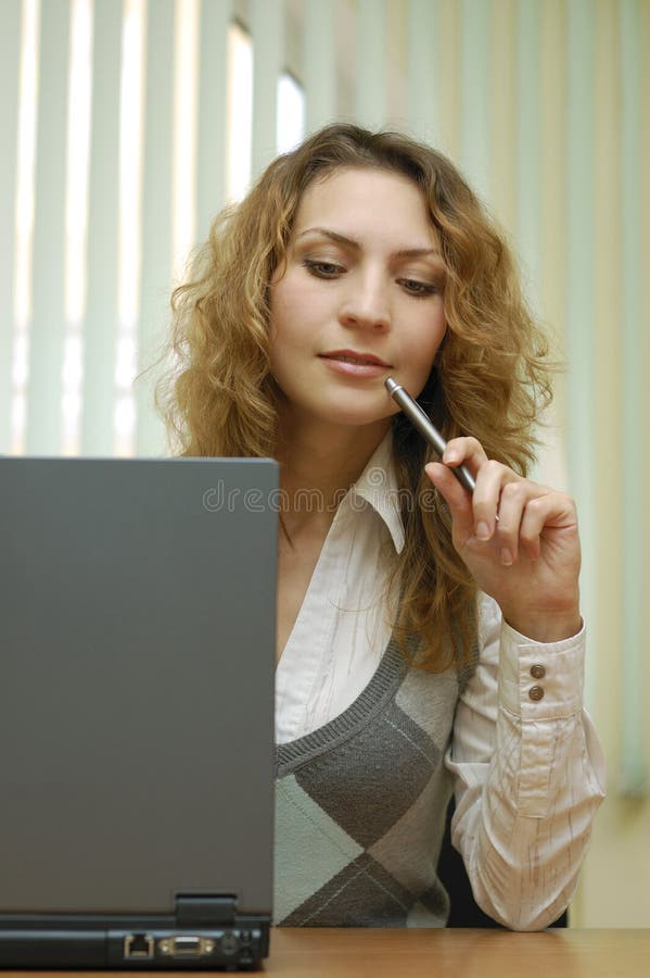 Woman with notebook stock image. Image of computer, businesswoman ...
