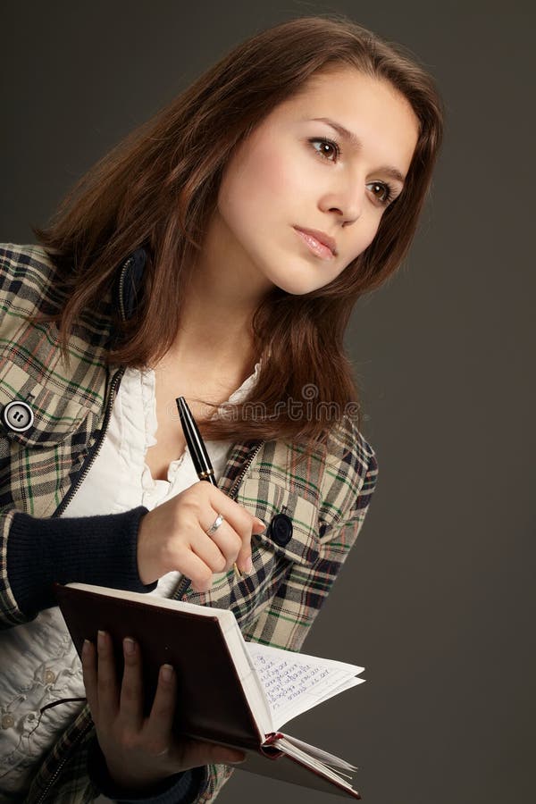 Woman with notebook stock photo. Image of meeting, office - 14684930