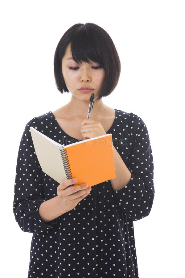Woman and notebook stock image. Image of notebook, japanese - 26419741
