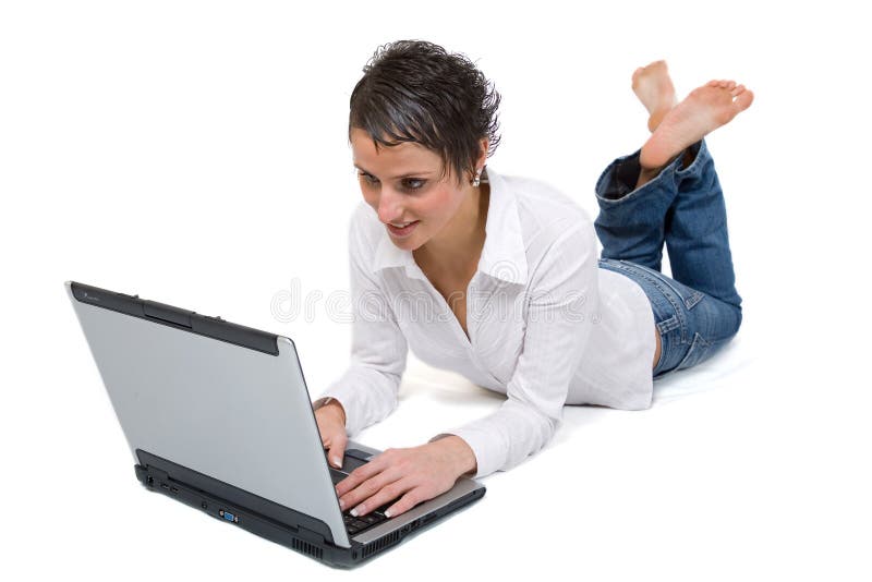 Woman with notebook stock image. Image of posing, computer - 4258465