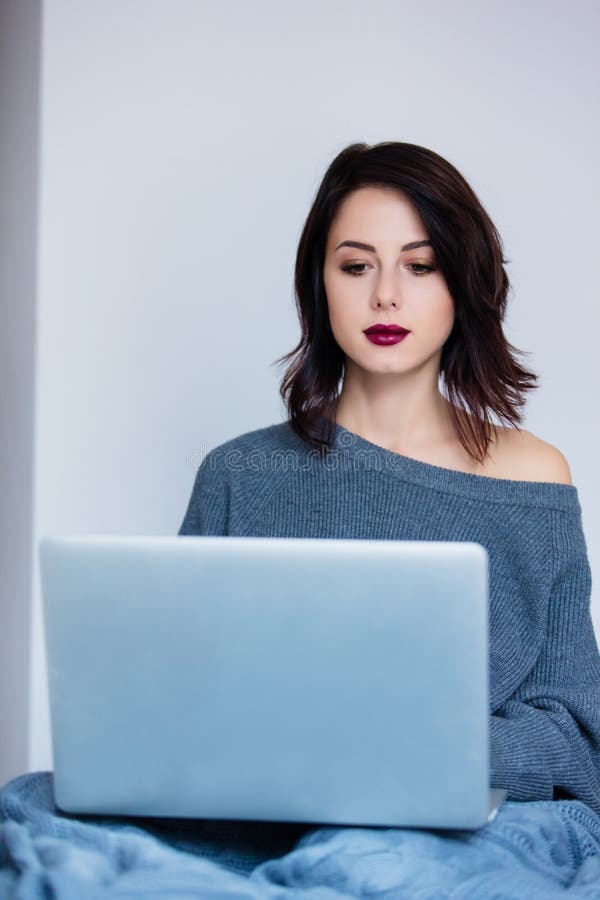 Woman with Notebook Working at Home Stock Photo - Image of european ...