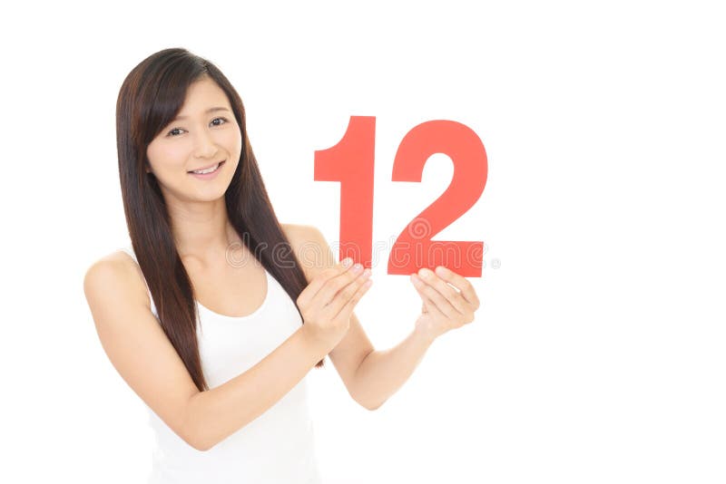 Woman with a number stock photo. Image of lady, expression - 112628142