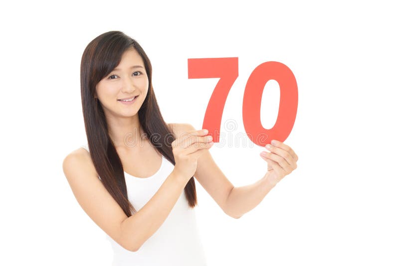Woman with a number stock image. Image of expression - 125298645