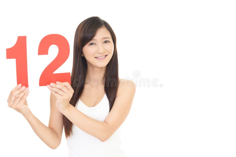 Woman with a number stock image. Image of healthy, beauty - 112628239