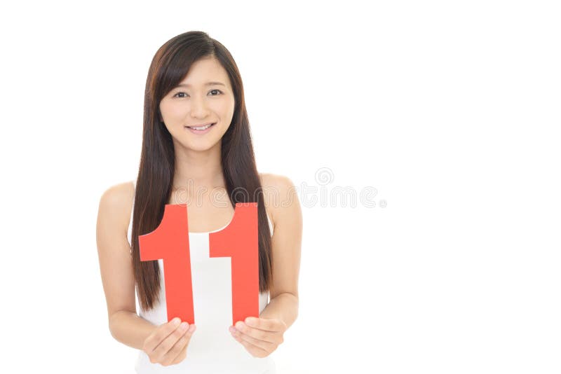 Woman with a number stock photo. Image of human, beauty - 122412594