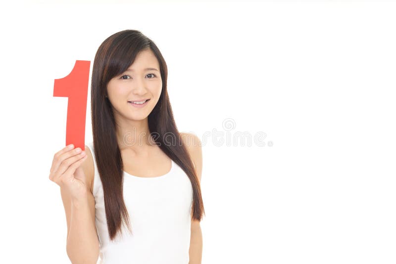 Woman with a number stock image. Image of business, adult - 131062677