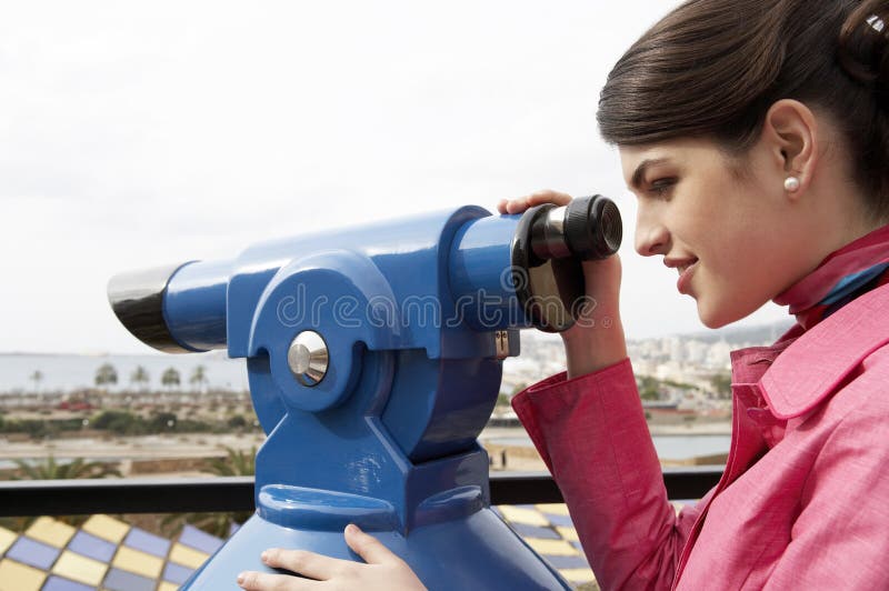 Woman at Observatory Smiling Stock Image - Image of pearls, city: 24876217