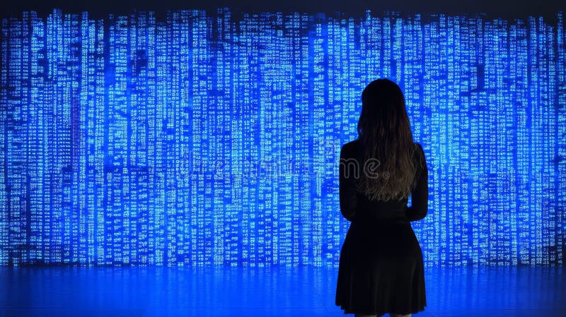 A Woman Observes a Comprehensive Display of Sophisticated Data ...