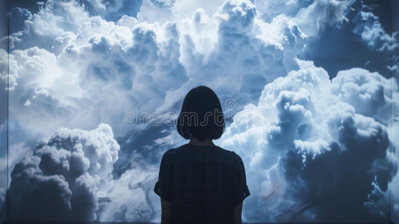Woman Observing Large Cloud Formation Stock Illustration - Illustration of formation, large ...