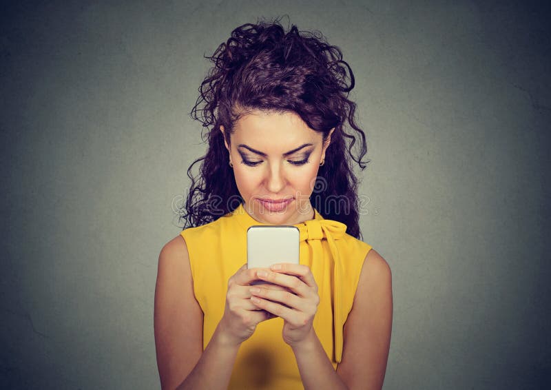Woman Obsessed with Smartphone Technology Stock Image - Image of ...