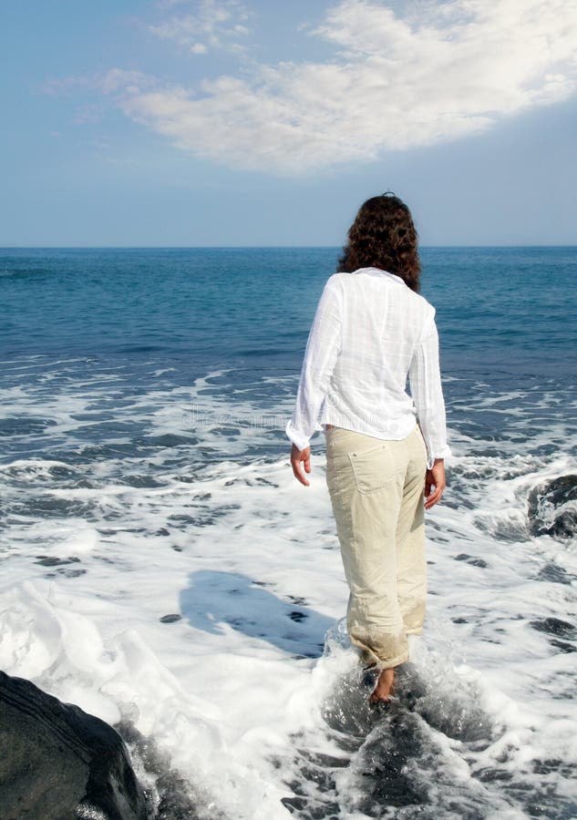 Woman in the ocean stock photo. Image of female, horizon - 6545168