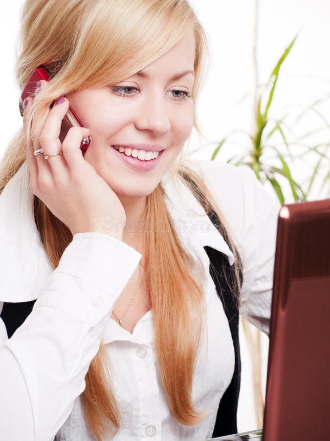 Woman in Office Calling by Phone Stock Photo - Image of modern ...