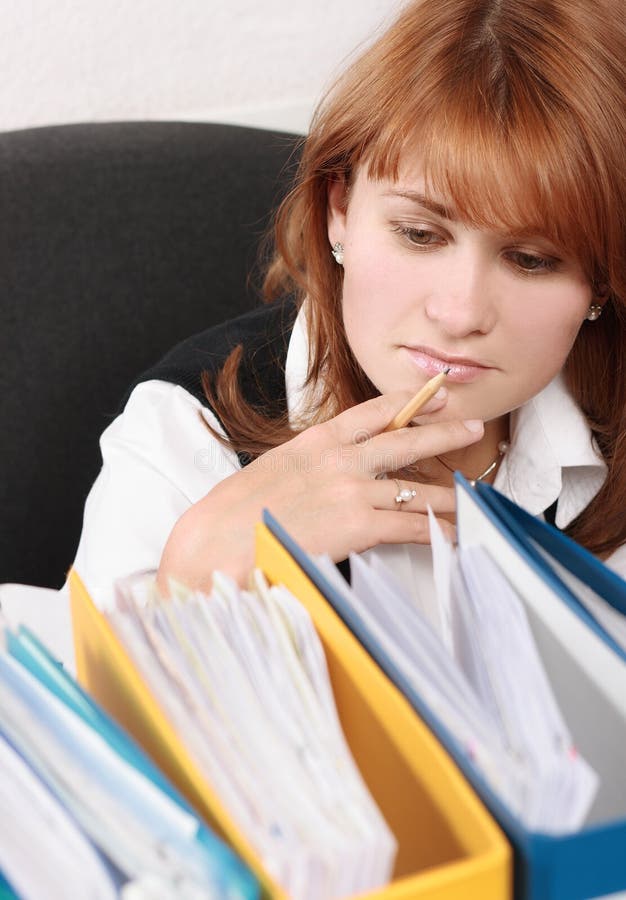Woman in Office Search a File Stock Image - Image of females, documents ...