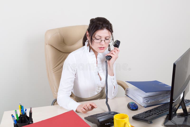 Woman in the Office Start To Dial Stock Photo - Image of executive ...