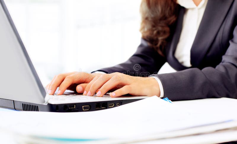 Woman in the Office, Work at the Computer, Stock Image - Image of ...