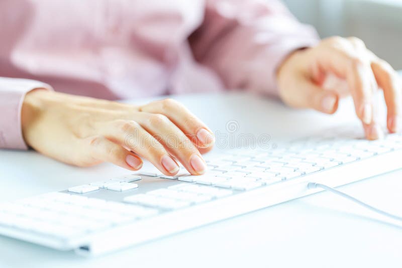 Woman Office Worker Typing on the Keyboard Stock Photo - Image of ...