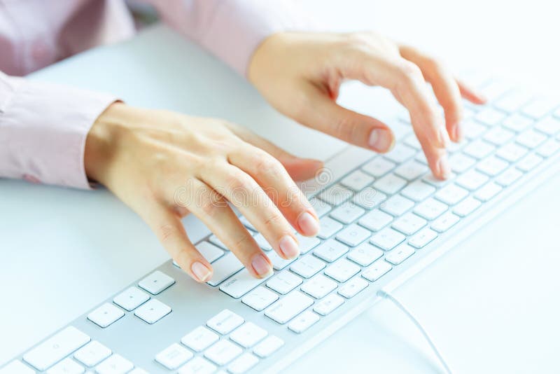Woman Office Worker Typing on the Keyboard Stock Image - Image of ...