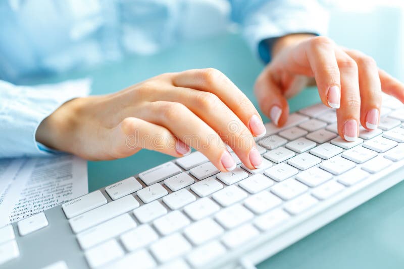 Woman Office Worker Typing on the Keyboard Stock Photo - Image of input ...