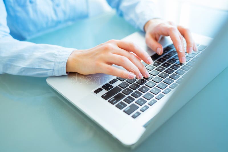 Woman Office Worker Typing on the Keyboard Stock Image - Image of ...