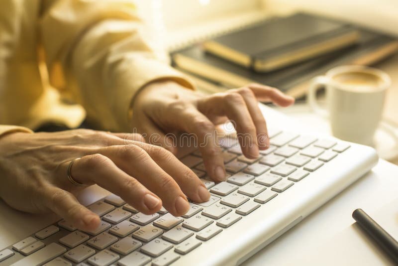 Woman Office Worker Typing on the Keyboard. Manager. Stock Photo ...