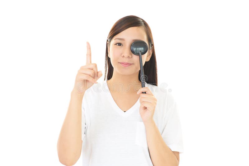 Woman taking an eye test stock photo. Image of lady - 123017156