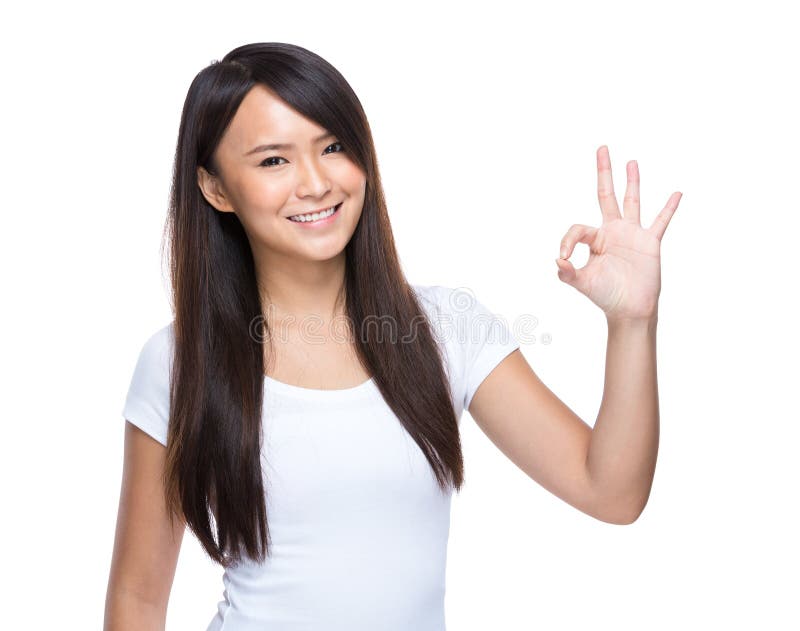 Woman with ok sign stock image. Image of people, portrait - 43126613