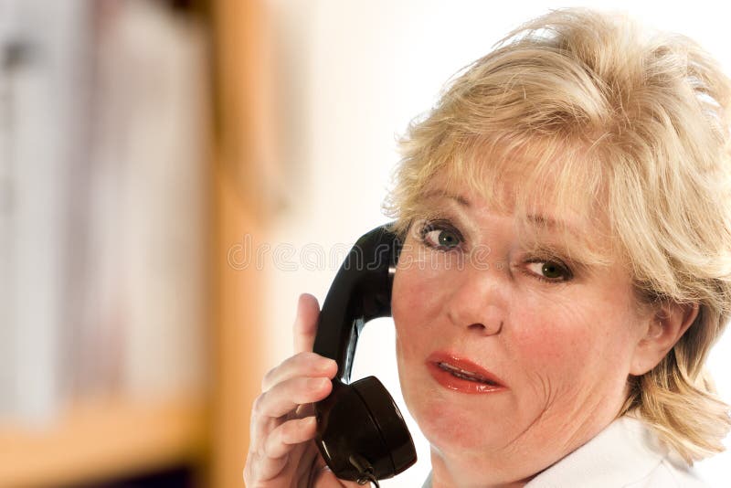 Woman on Old Fashioned Phone Stock Image - Image of midlife, operator ...